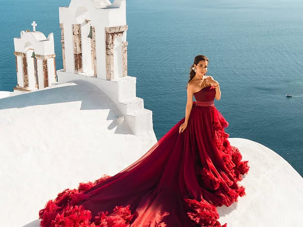 Red Cloud Dress Prewedding or proposal photoshoot Designarche Dress ...