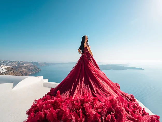 Red Cloud Dress Prewedding or proposal photoshoot Designarche Dress ...